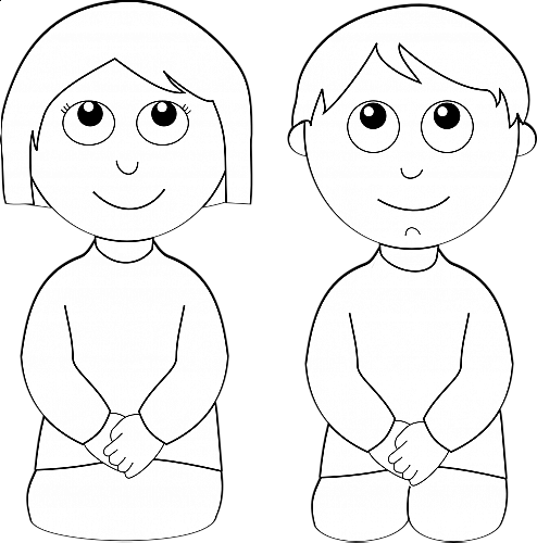 O fetiţă şi un băiat în rugăciune | Resurse pentru cateheză